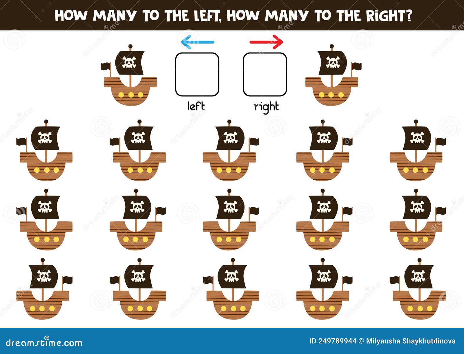 Left or Right with Pirate Ship. Logical Worksheet for Preschoolers ...