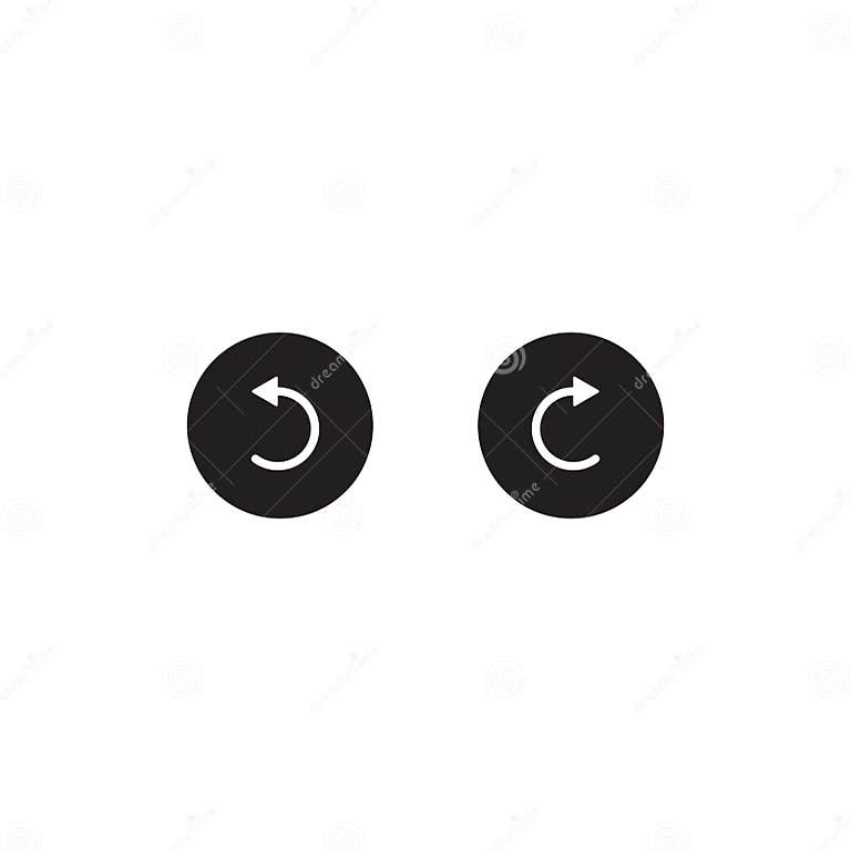 Left and Right Rotate Button Icon Vector. Counterclockwise and ...