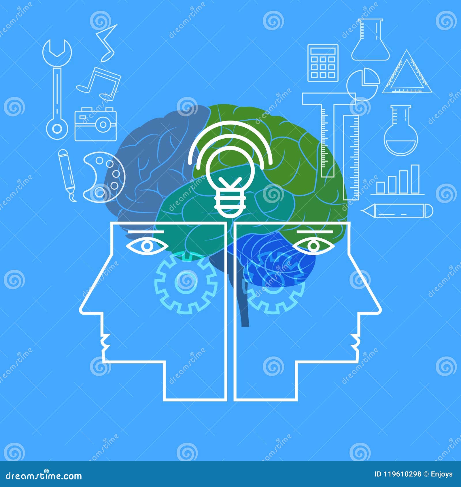 Left and Right Side.Creative Concept of the Human Brain Stock ...