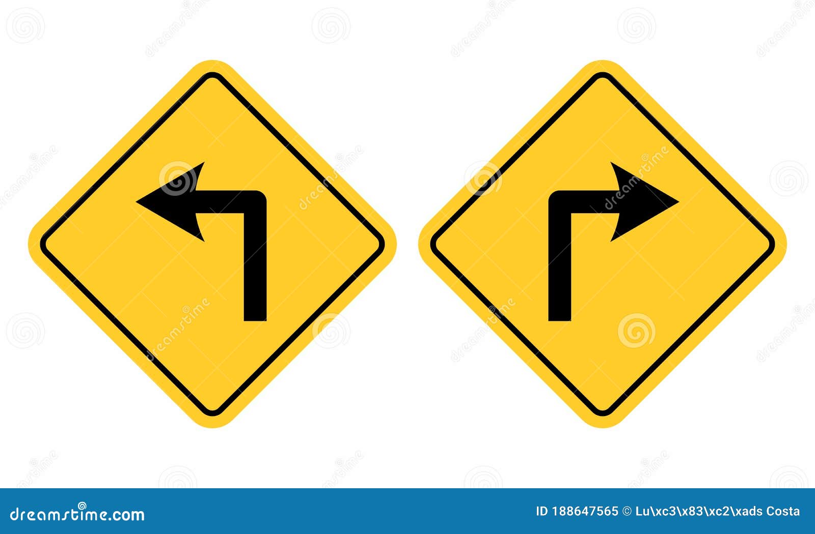 Left and Right Traffic Signs Stock Illustration - Illustration of ...