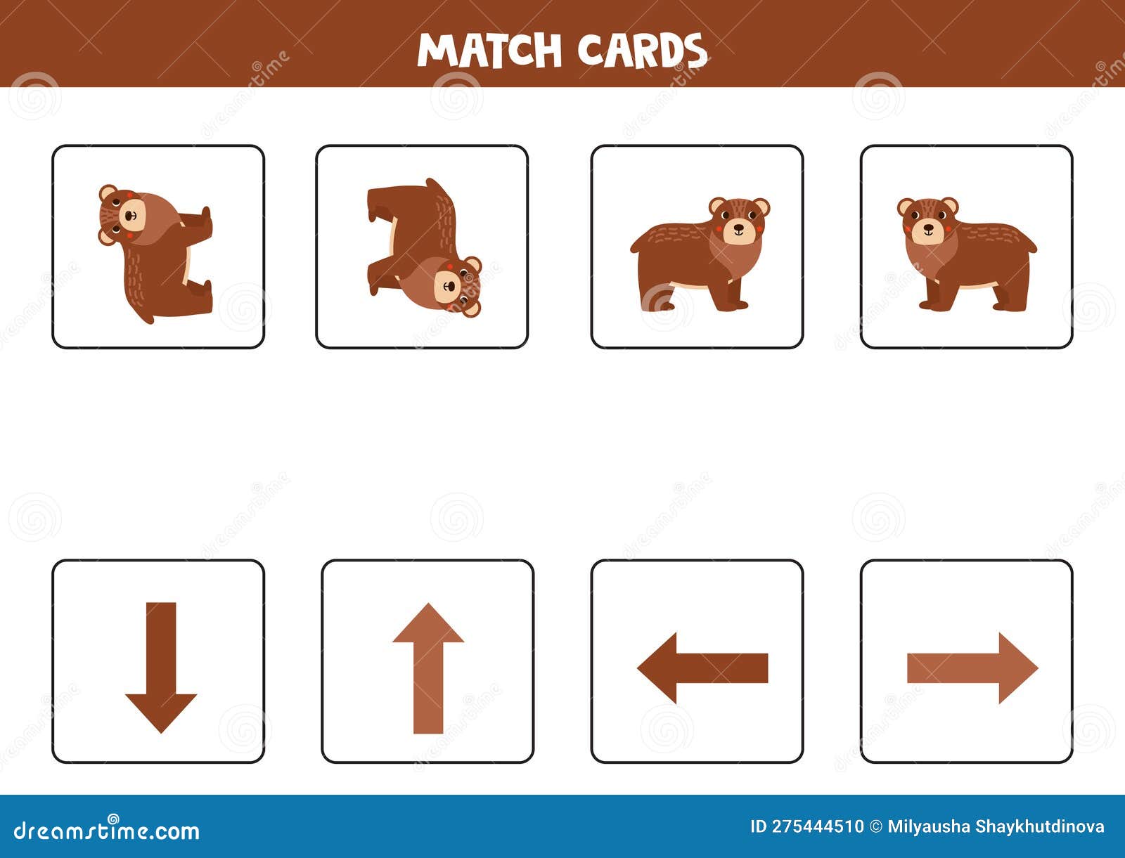 Left, Right, Up or Down. Spatial Orientation with Cute Bear Stock ...
