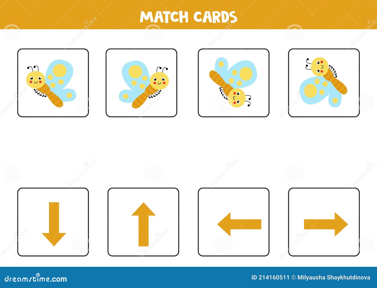 Left, Right, Up or Down. Spatial Orientation with Cute Dragonfly Stock ...