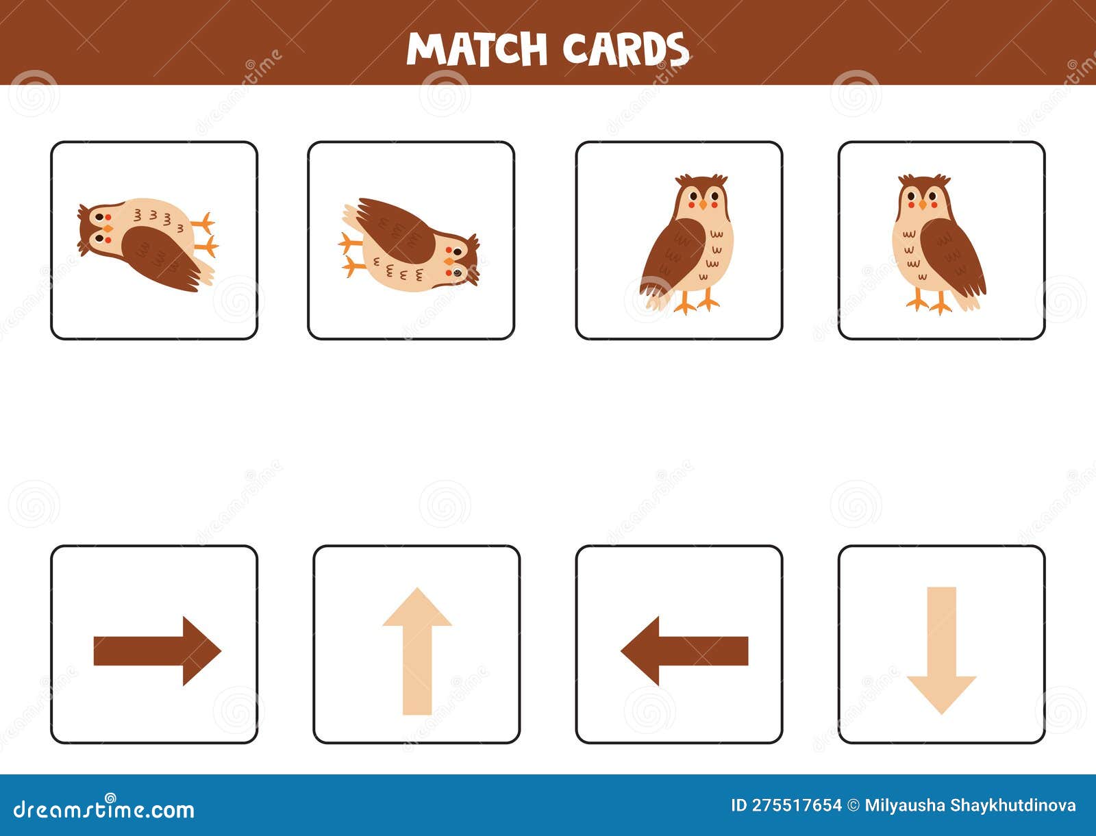Left, Right, Up or Down. Spatial Orientation with Cute Owl Stock Vector ...
