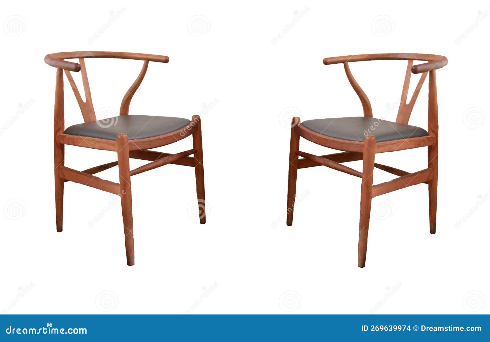 Left and Right View Wooden Chairs Isolated on White Background Stock ...