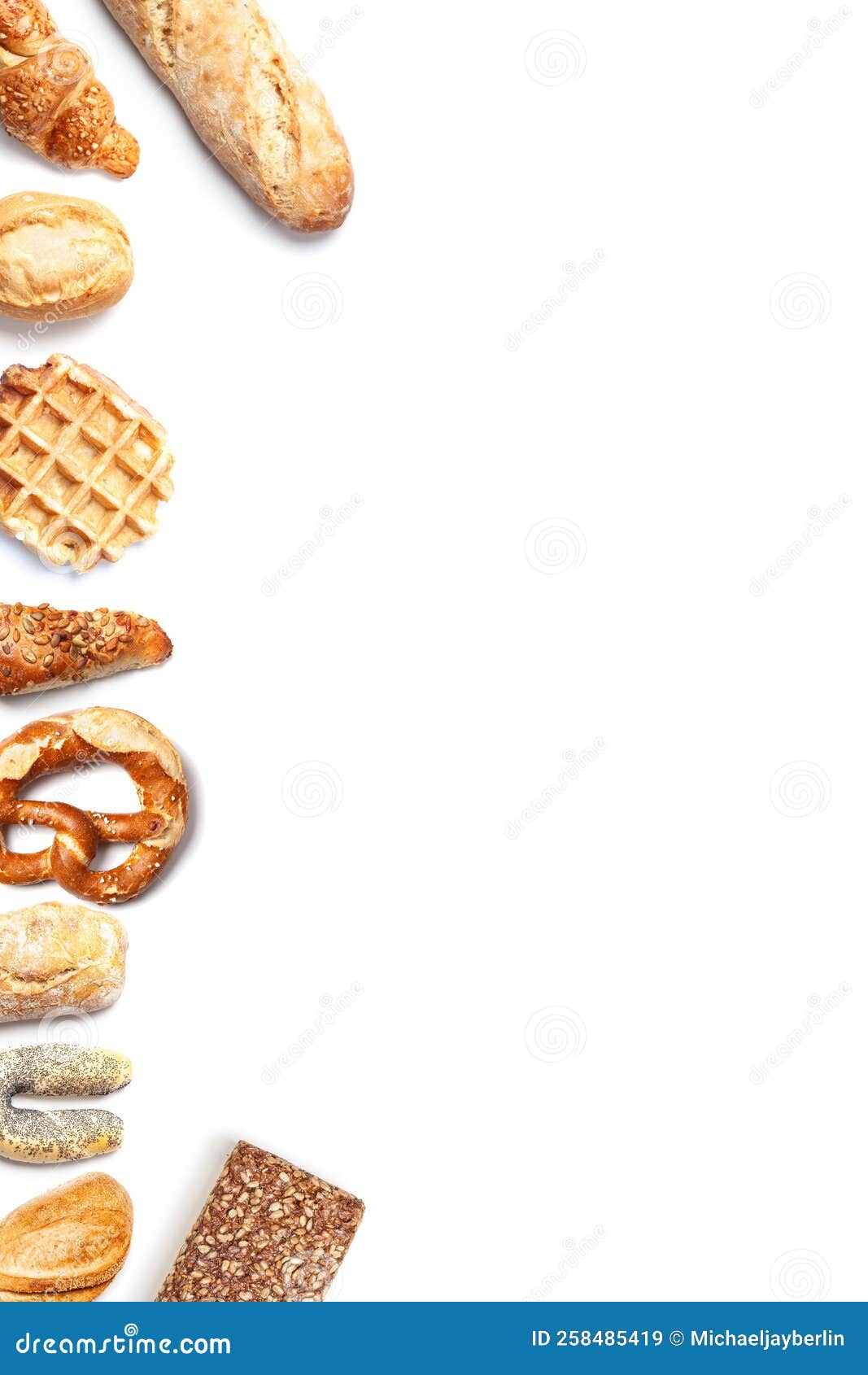 Left Row Frame of Bread Variations Stock Image - Image of baking, left ...