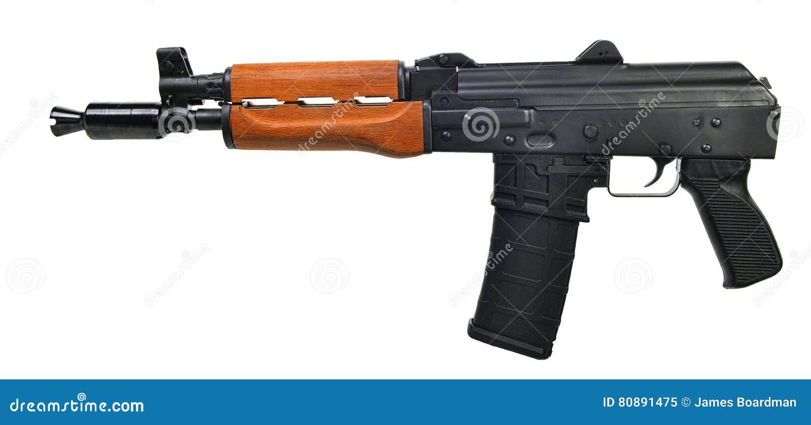 Left Side AK47 Pistol Isolated 0n White Background Stock Image - Image ...