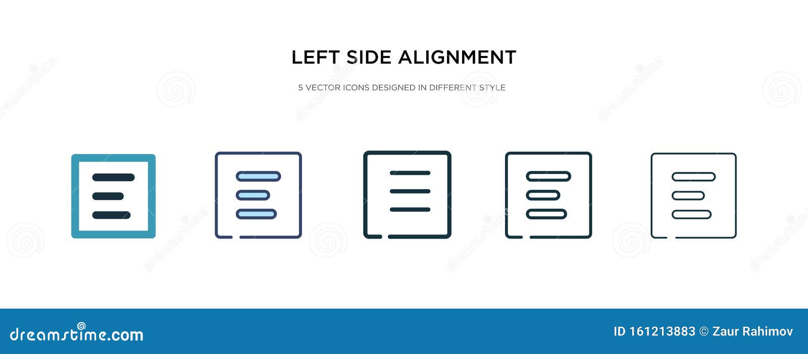 Left Side Alignment Icon in Different Style Vector Illustration. Two ...