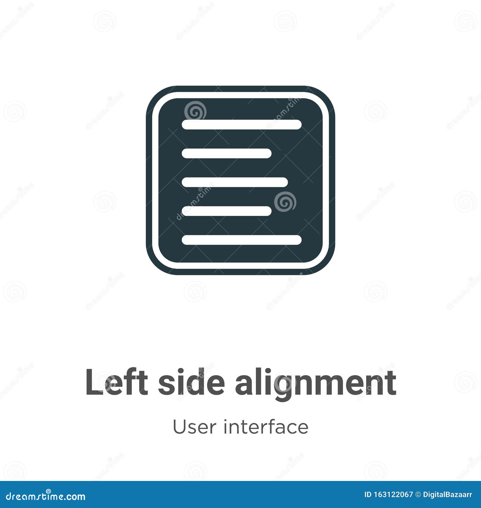 Left Side Alignment Vector Icon on White Background. Flat Vector Left ...
