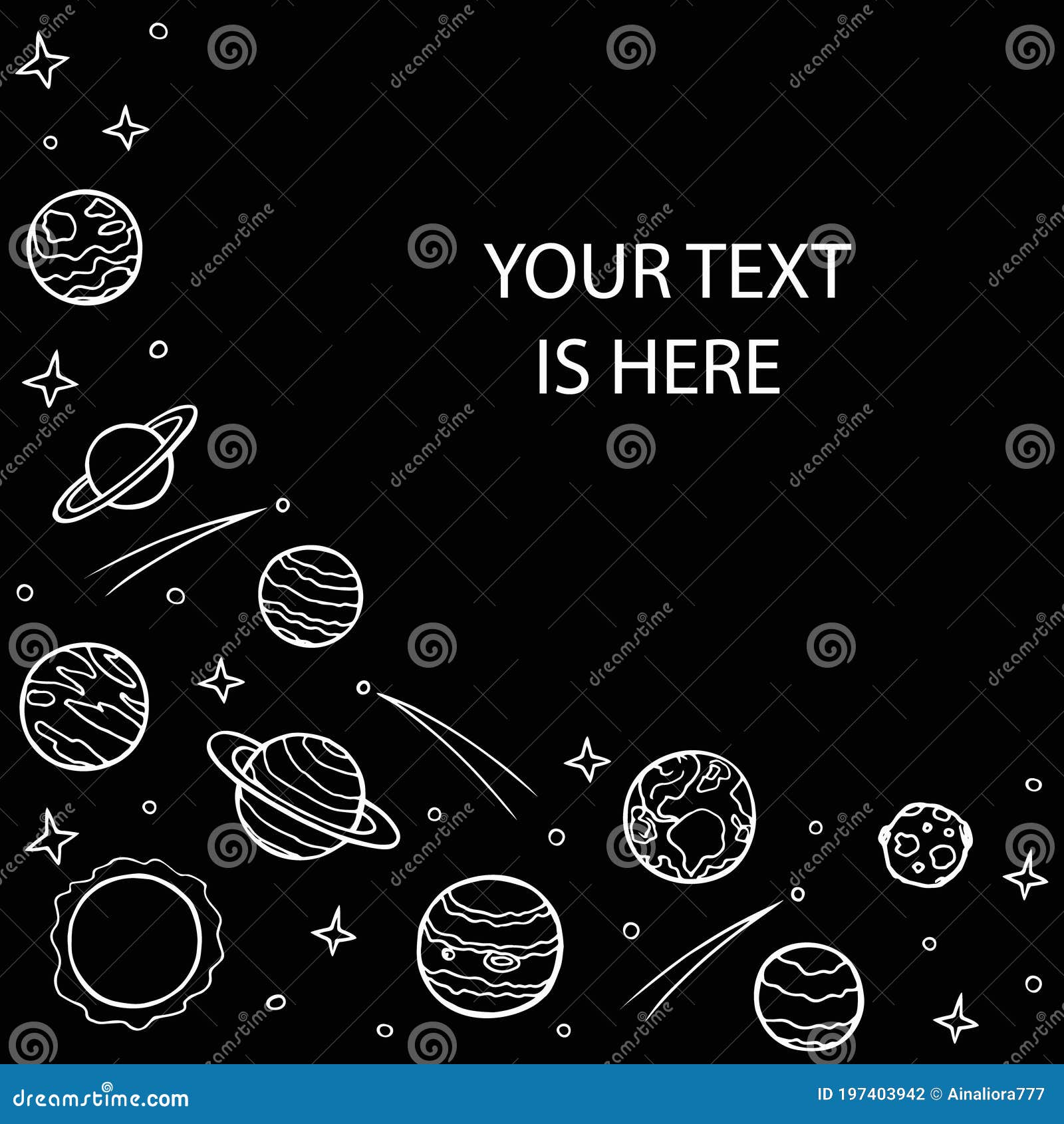 Left Side Frame of Planets and Stars of the Solar System with Empty ...