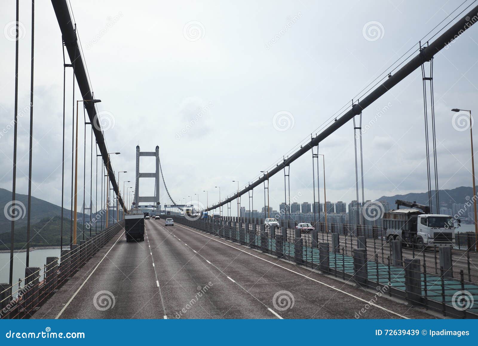 On the Left Side at Highway Driving Route and Bridge Stock Image ...