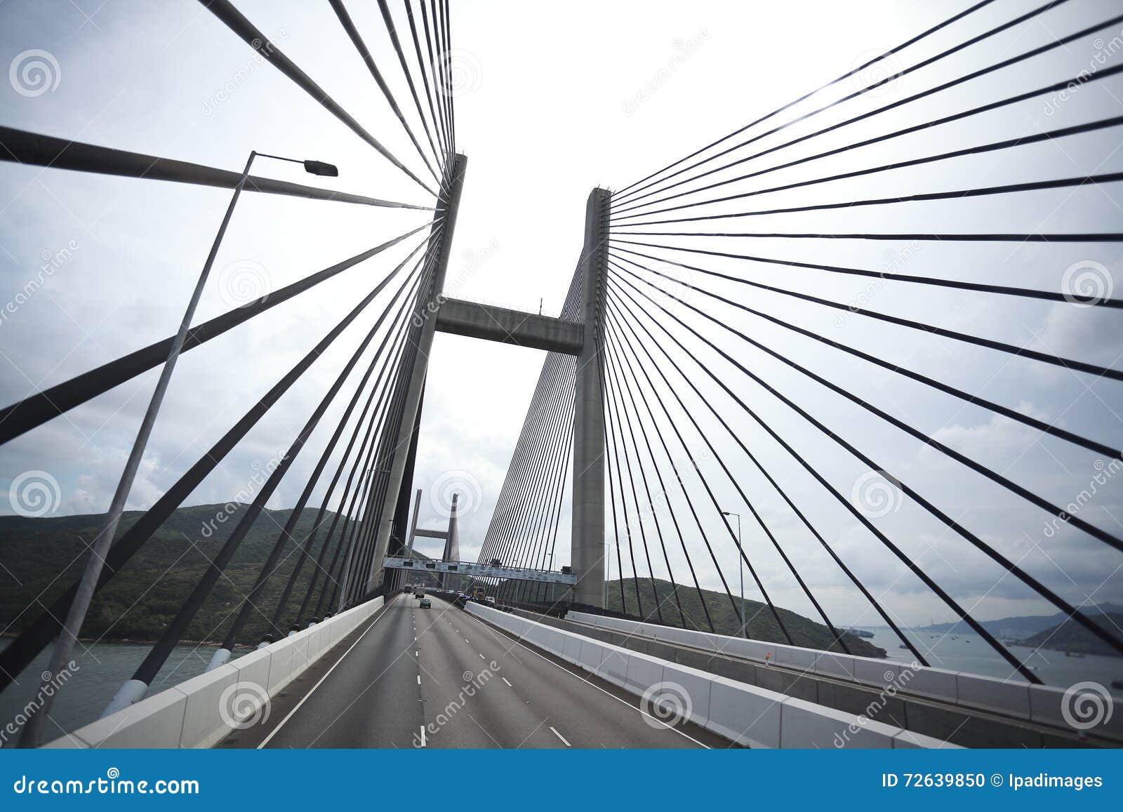On the Left Side at Highway Driving Route and Bridge Stock Photo ...