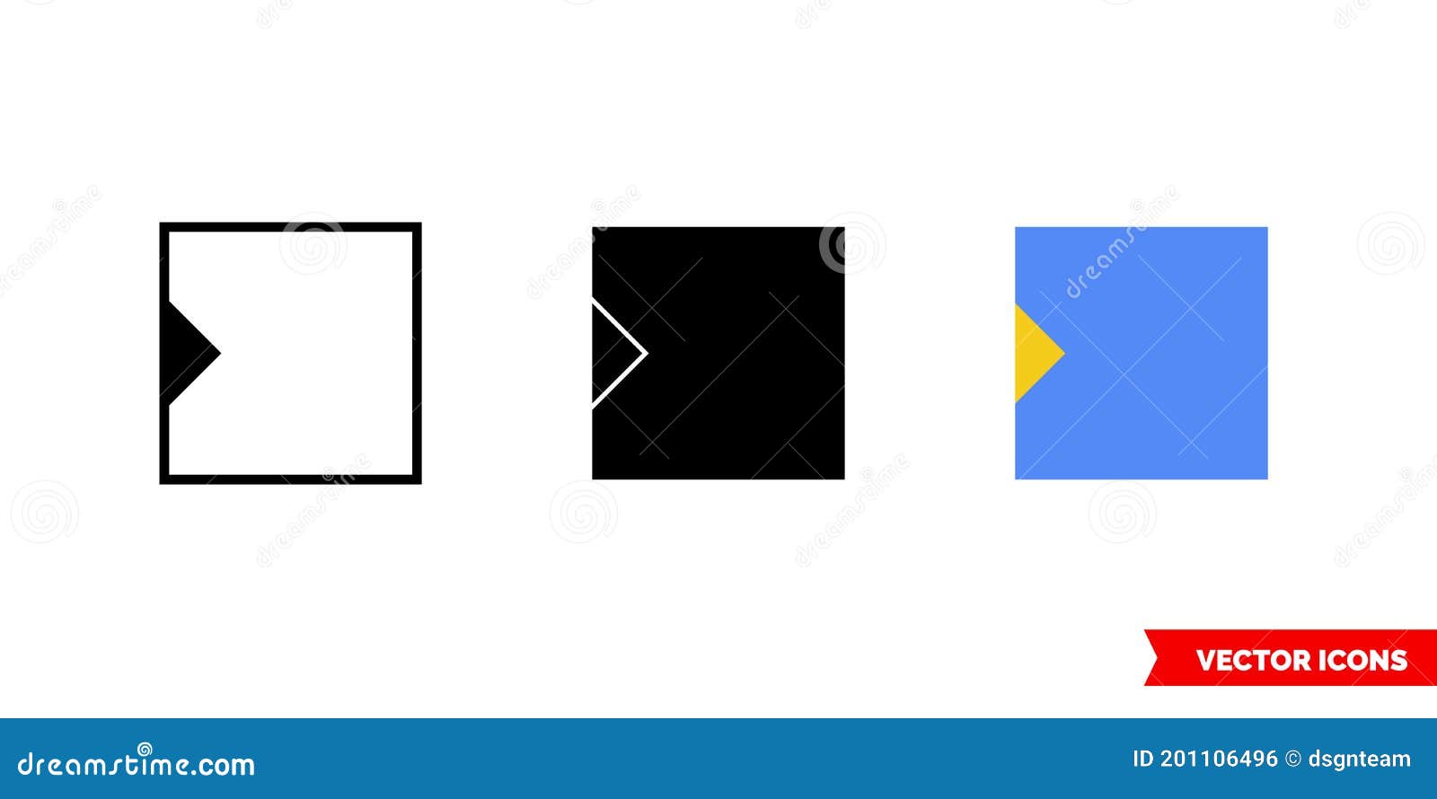 Left Side Icon of 3 Types Color, Black and White, Outline. Isolated ...