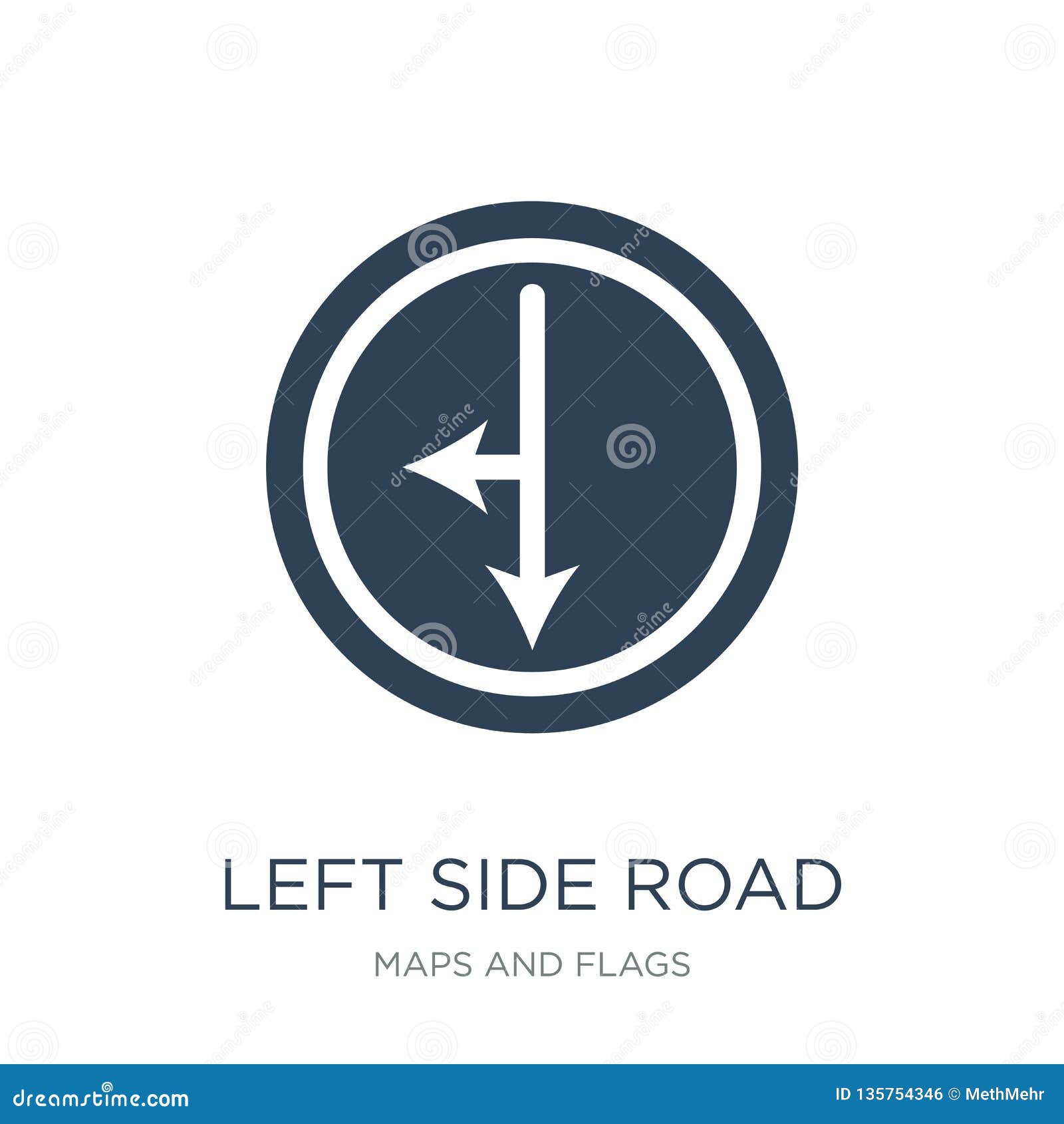 Left Side Road Icon in Trendy Design Style. Left Side Road Icon ...