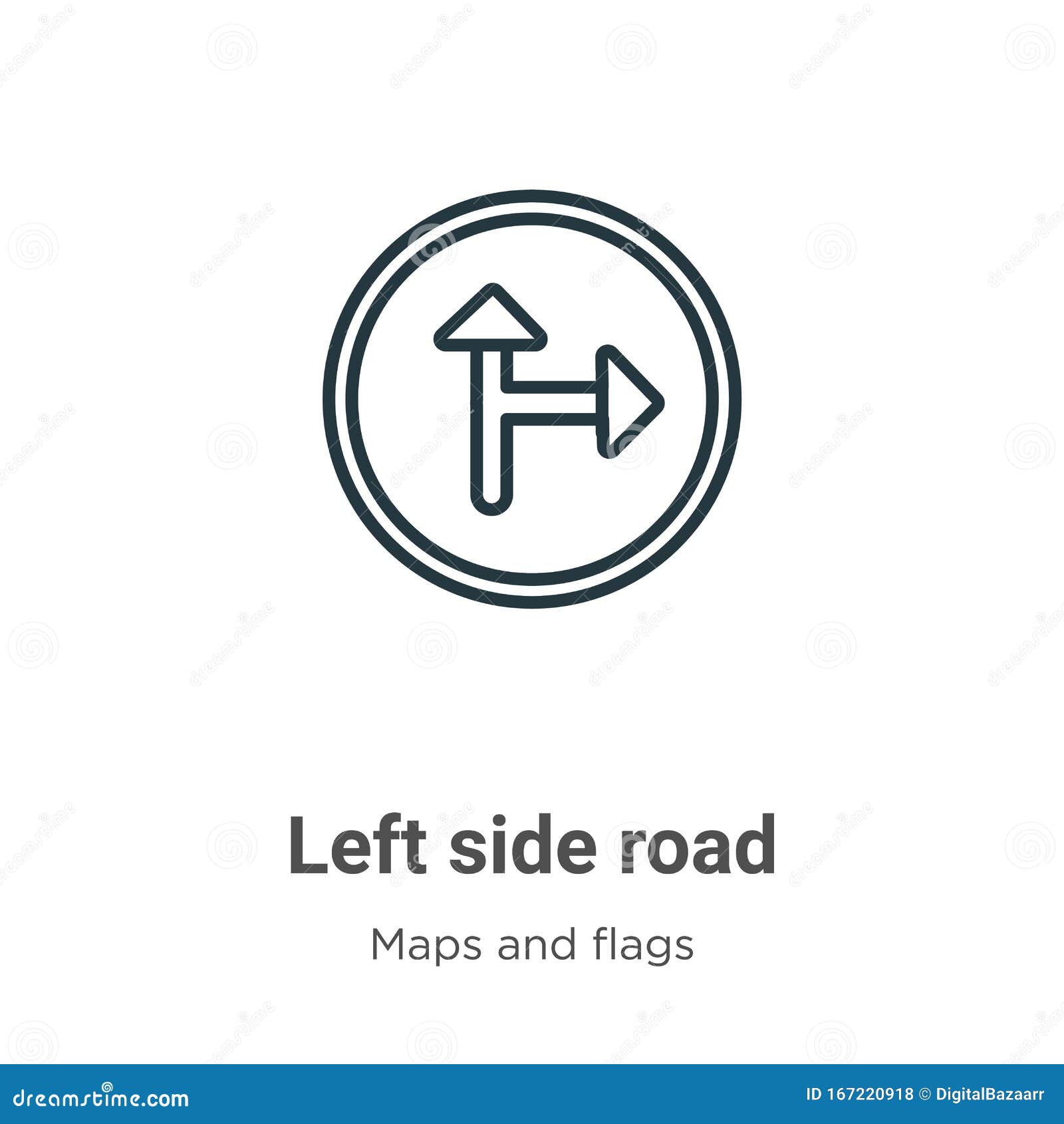 Left Side Road Outline Vector Icon. Thin Line Black Left Side Road Icon ...