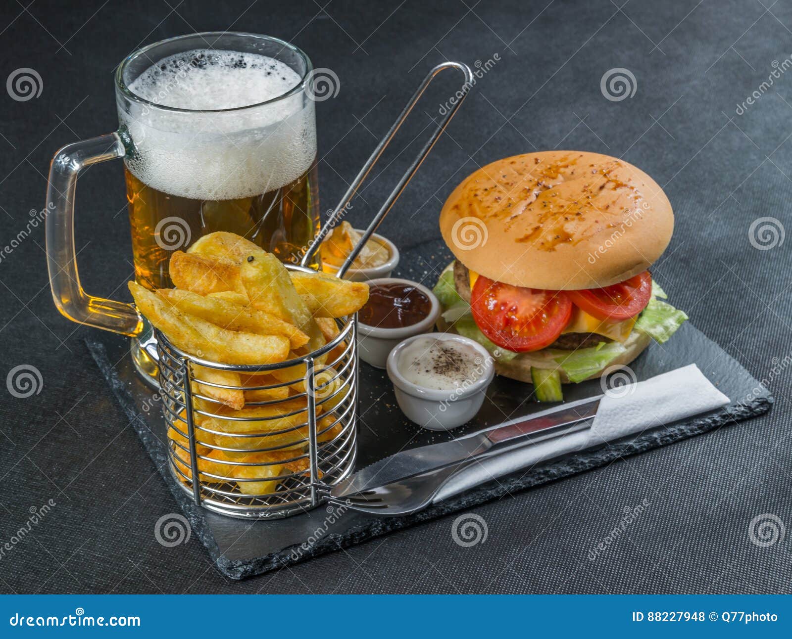 Left Side View on a Flame Grilled Double Stack Cheeseburger, Let Stock ...