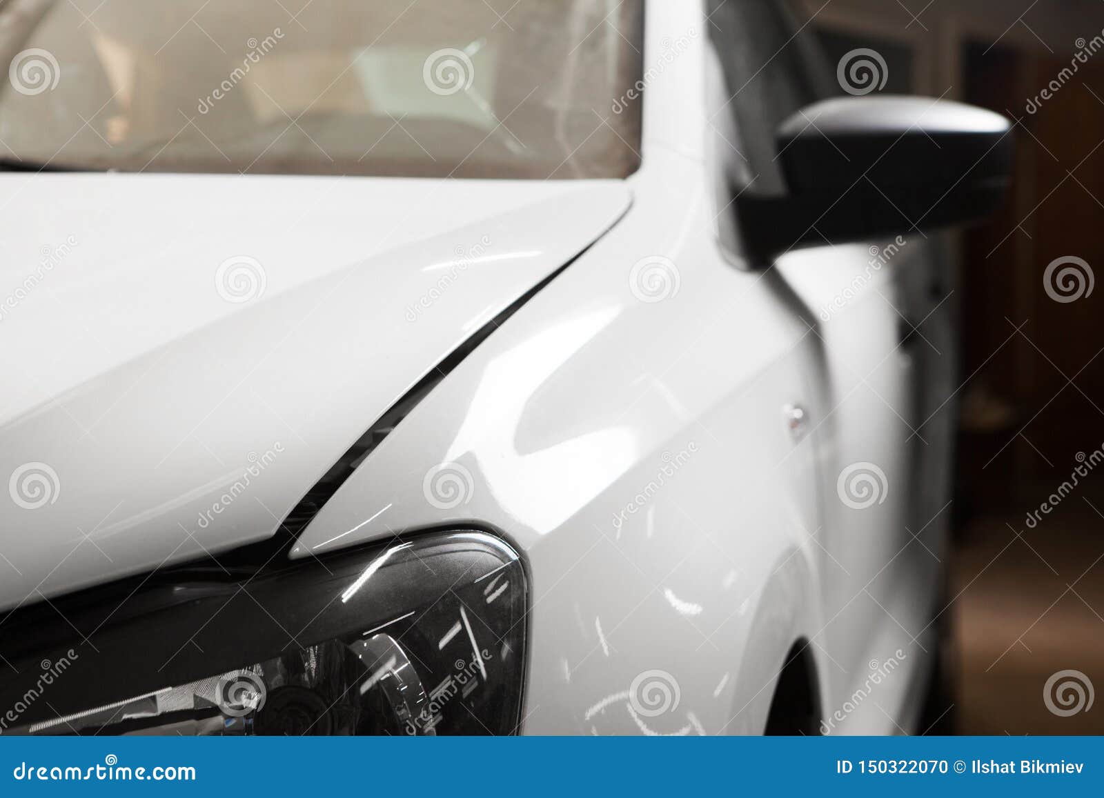 Left Side of the White Car Close-up. Close Up of Elements of Vehicle ...