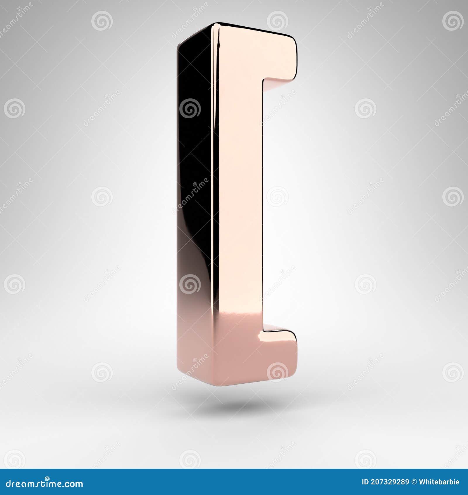 Left Square Bracket Symbol on White Background. Rose Gold 3D Sign with ...