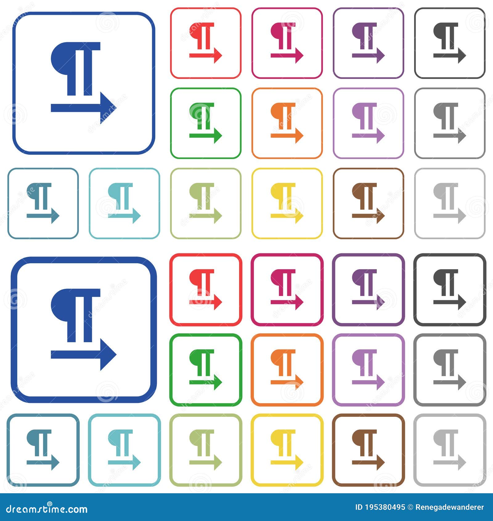 Left To Right Text Direction Outlined Flat Color Icons Stock Vector ...