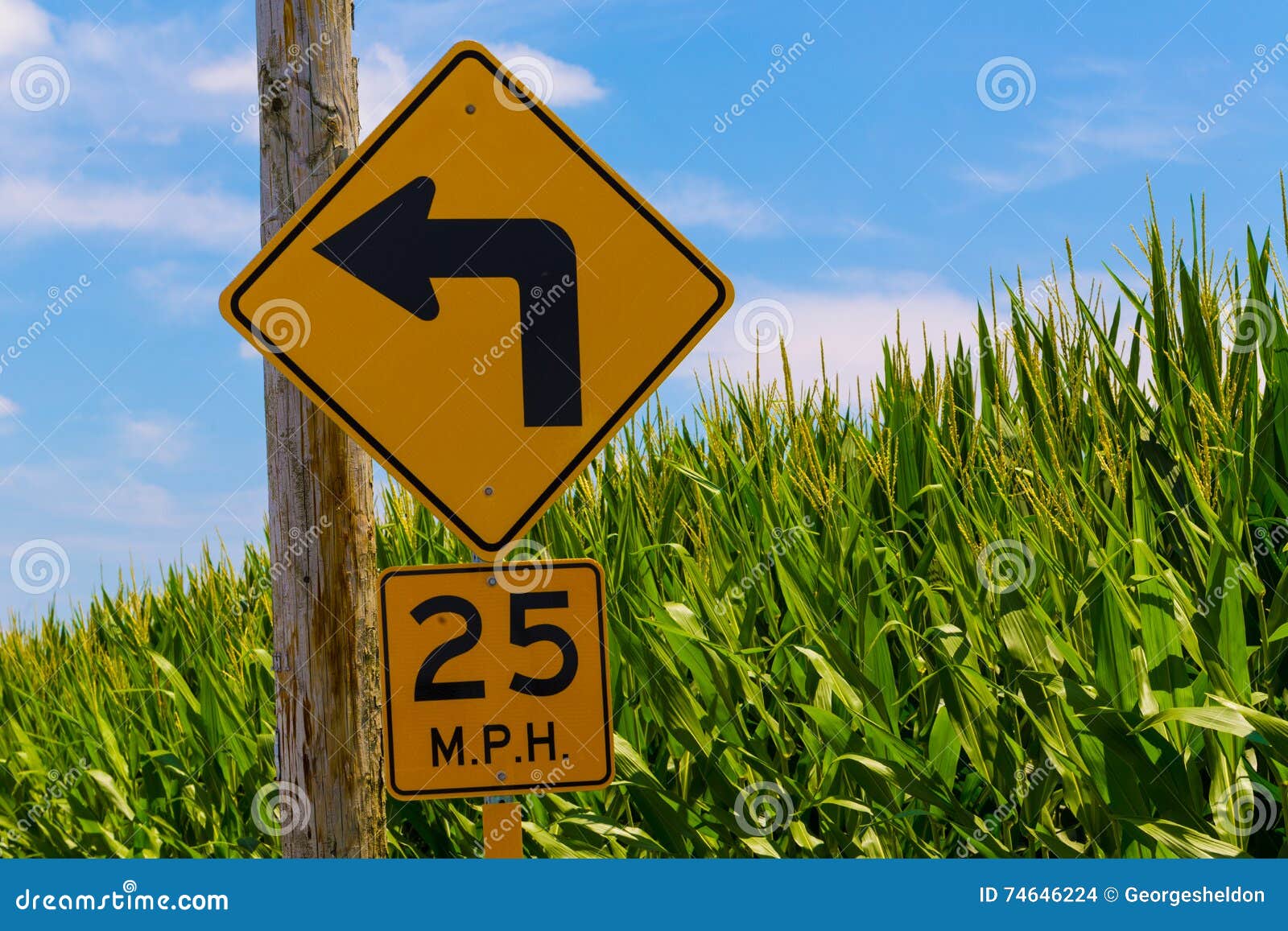 Left Turn Ahead Arrow Sign stock photo. Image of left - 74646224