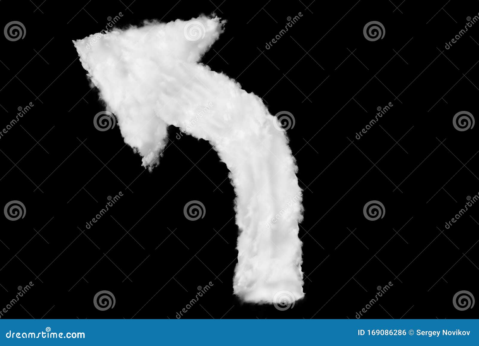 Left Turn Arrow Shape Made of Clouds on Black Back Stock Photo - Image ...