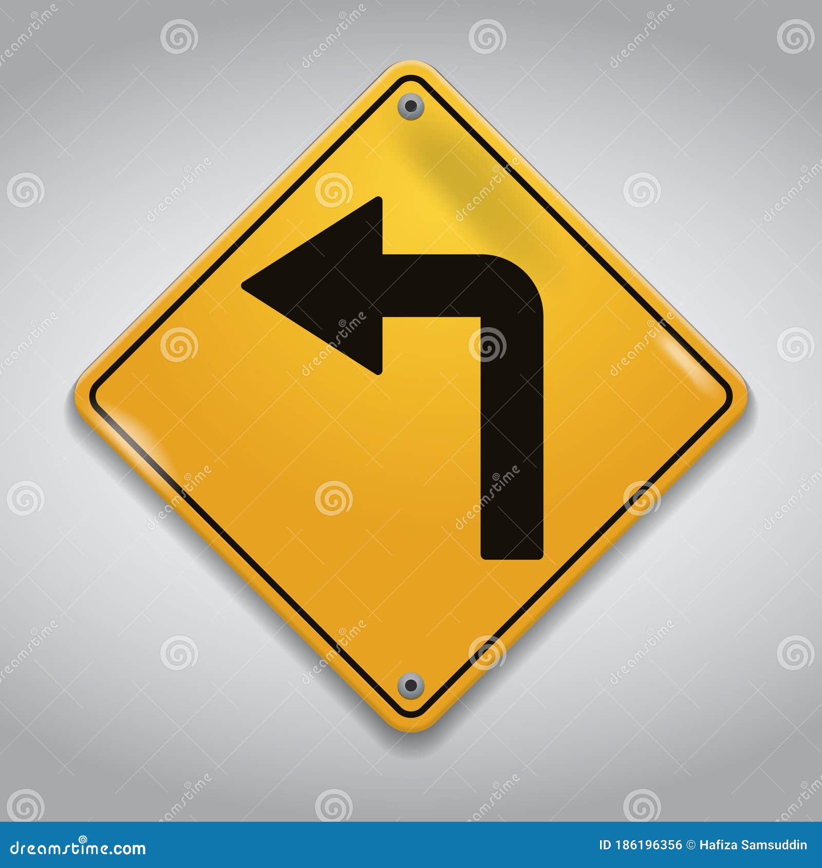 Left Turn Road Sign. Vector Illustration Decorative Design Stock Vector ...