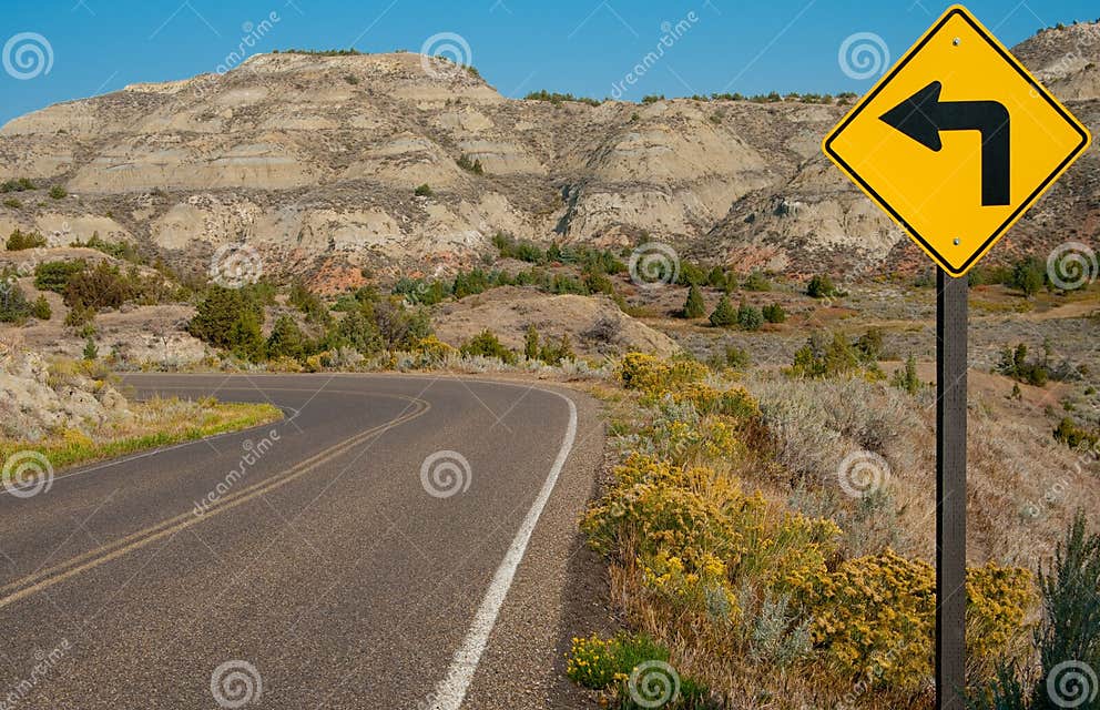 Left Turn Sign stock photo. Image of blue, alert, caution - 26970922