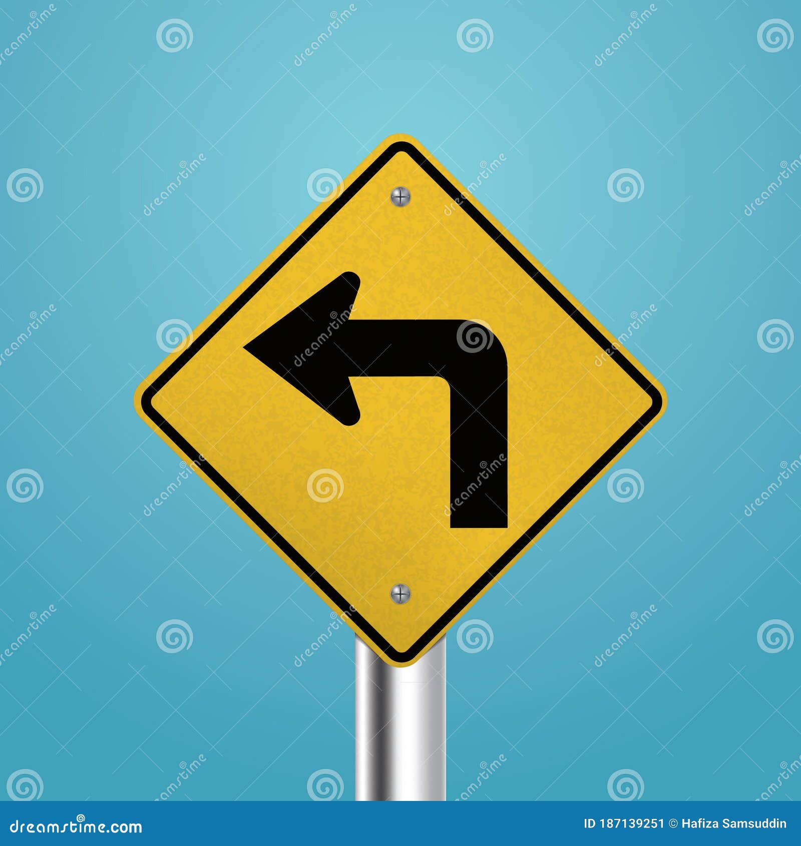 Left Turn Signboard. Vector Illustration Decorative Design Stock Vector ...