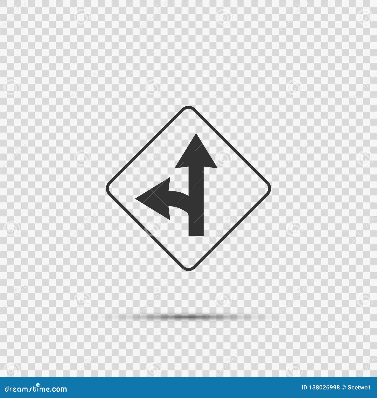 Left Turn Split Sign on Transparent Background Stock Vector ...