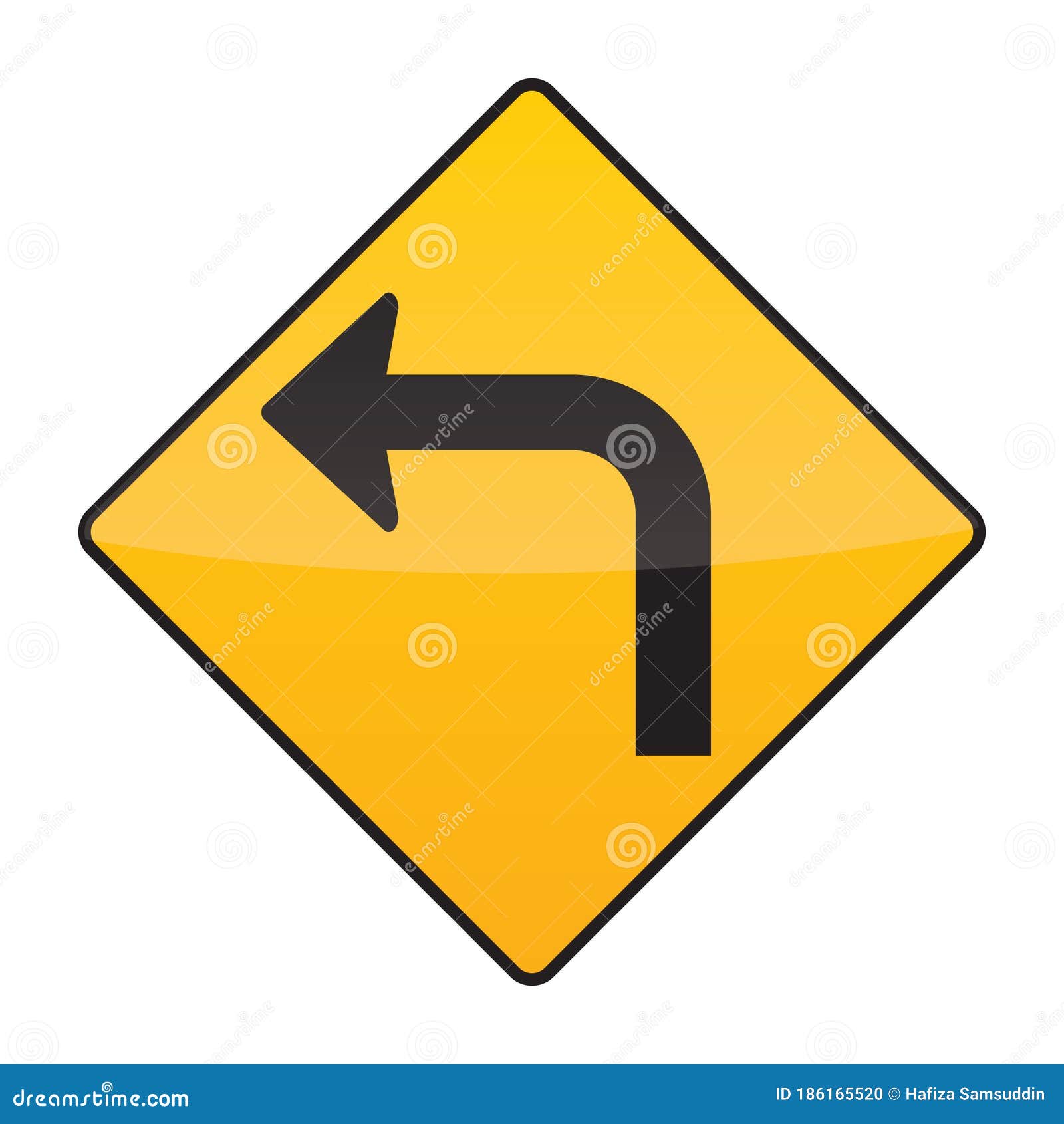 Left Turn Warning Sign. Vector Illustration Decorative Design Stock ...