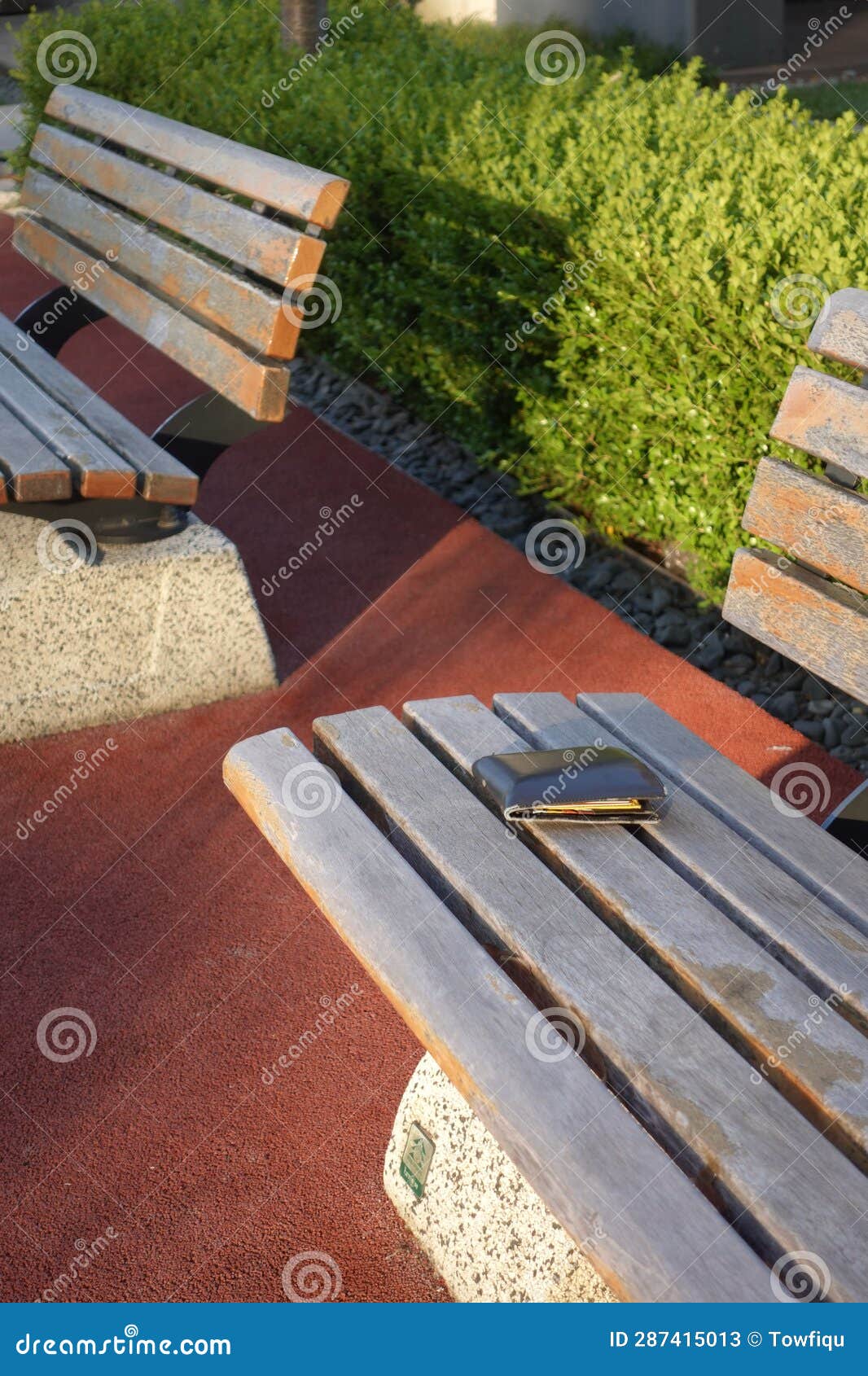 Left Wallet on a Bench in the Park Stock Image - Image of shopping ...