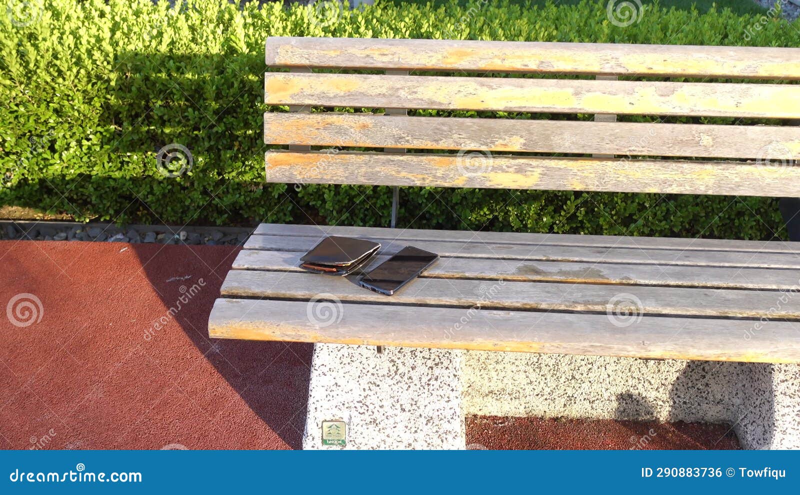 Left Wallet and Smart Phone on a Bench in the Park Stock Footage ...