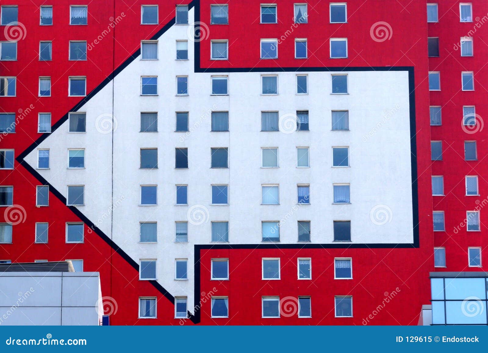 Left White Arrow on Red Building Stock Illustration - Illustration of ...