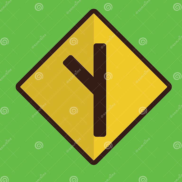 Left Y Intersection Road Sign. Vector Illustration Decorative Design ...