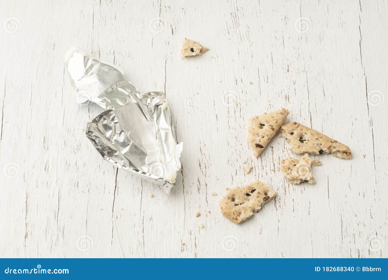 Leftover Crumbs of Biscuits and Cheese on Table Stock Photo - Image of ...