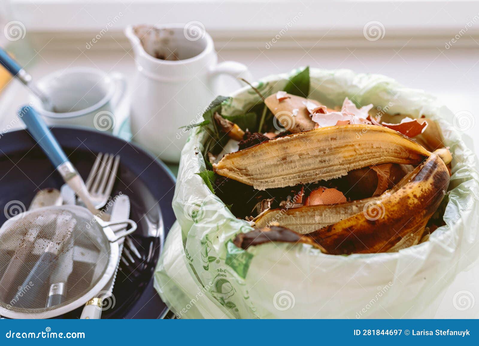 Leftover Food in Trash Can in Kitchen Stock Image - Image of bucket ...