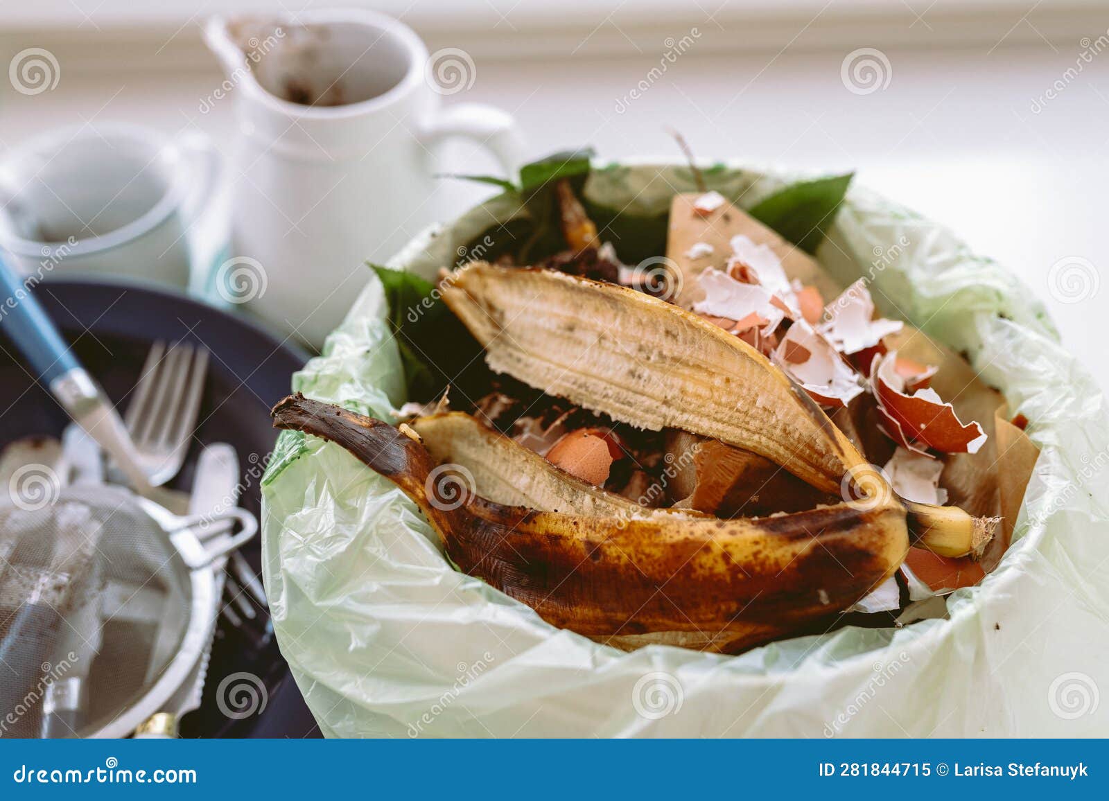 Leftover Food in Trash Can in Kitchen Stock Image - Image of ...