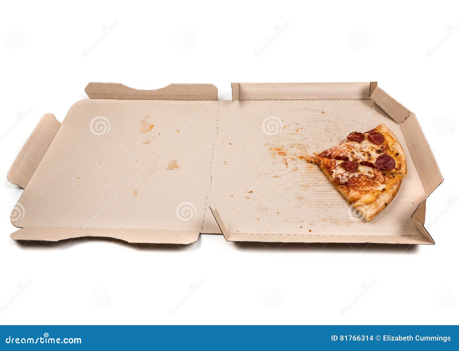 Leftover pizza in box stock photo. Image of sauce, greasy - 81766314