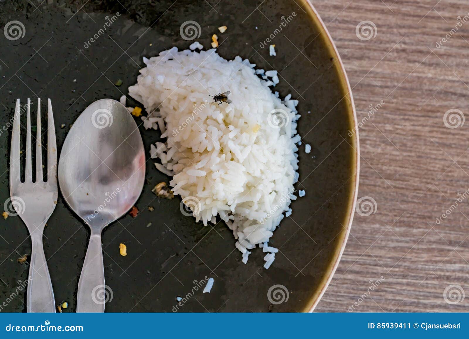 Leftover rice on dish stock image. Image of table, culture - 85939411