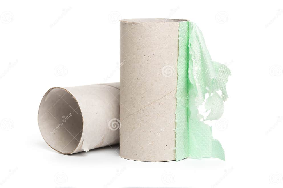 Leftover Tissue Paper Roll on Isolate Background Stock Image - Image of ...