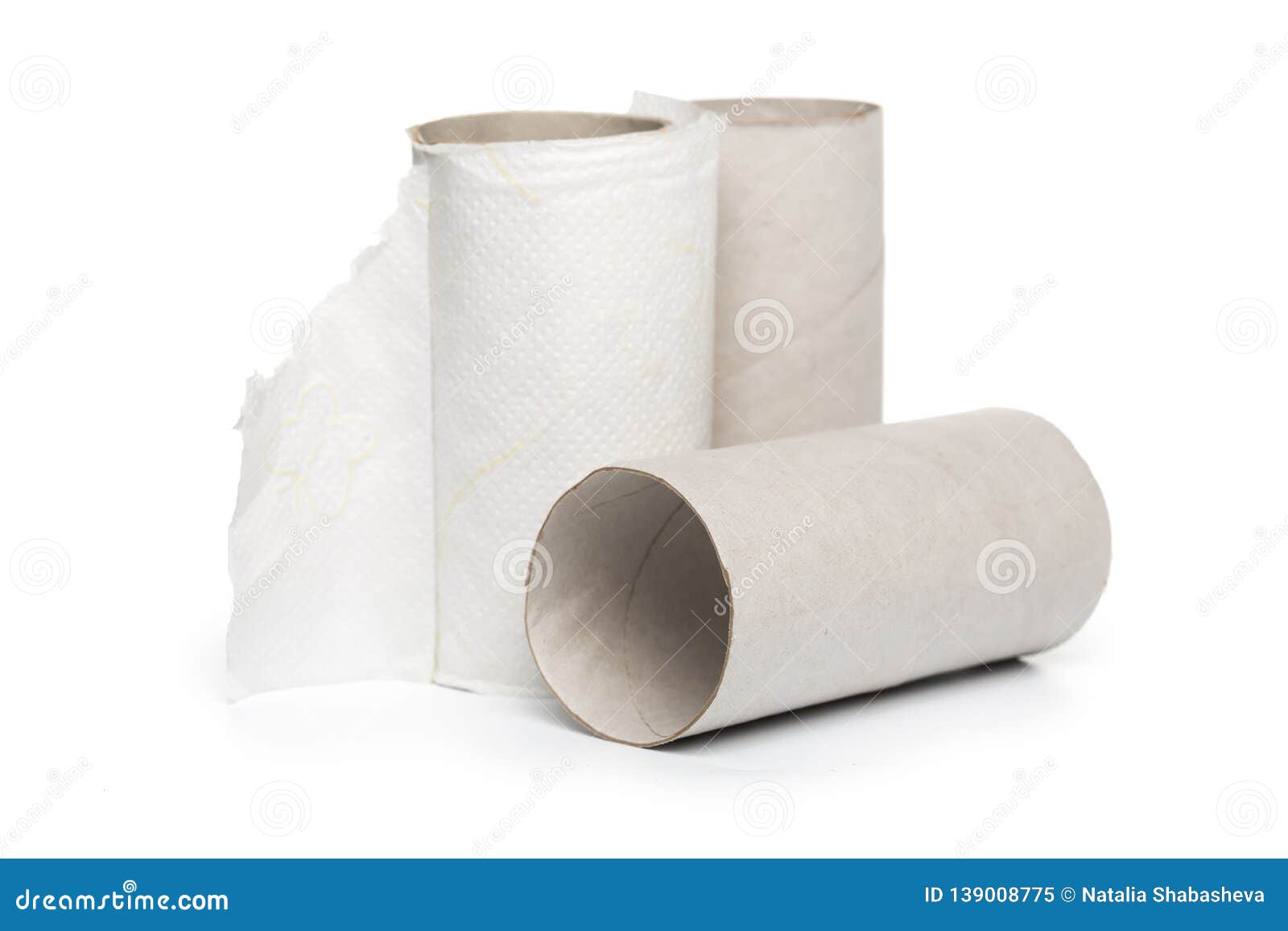 Leftover Tissue Paper Roll on White Background Stock Image - Image of ...