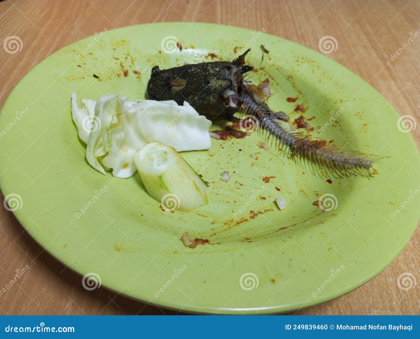 Leftovers, Catfish Bones and Cabbage Pieces Stock Photo - Image of fish ...