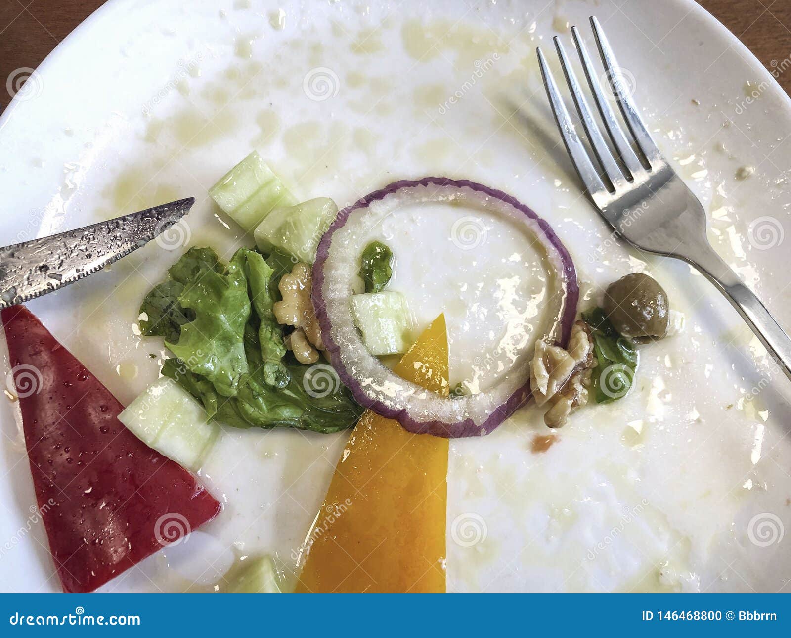 Leftovers of a Salad on Table Stock Photo - Image of closeup, empty ...