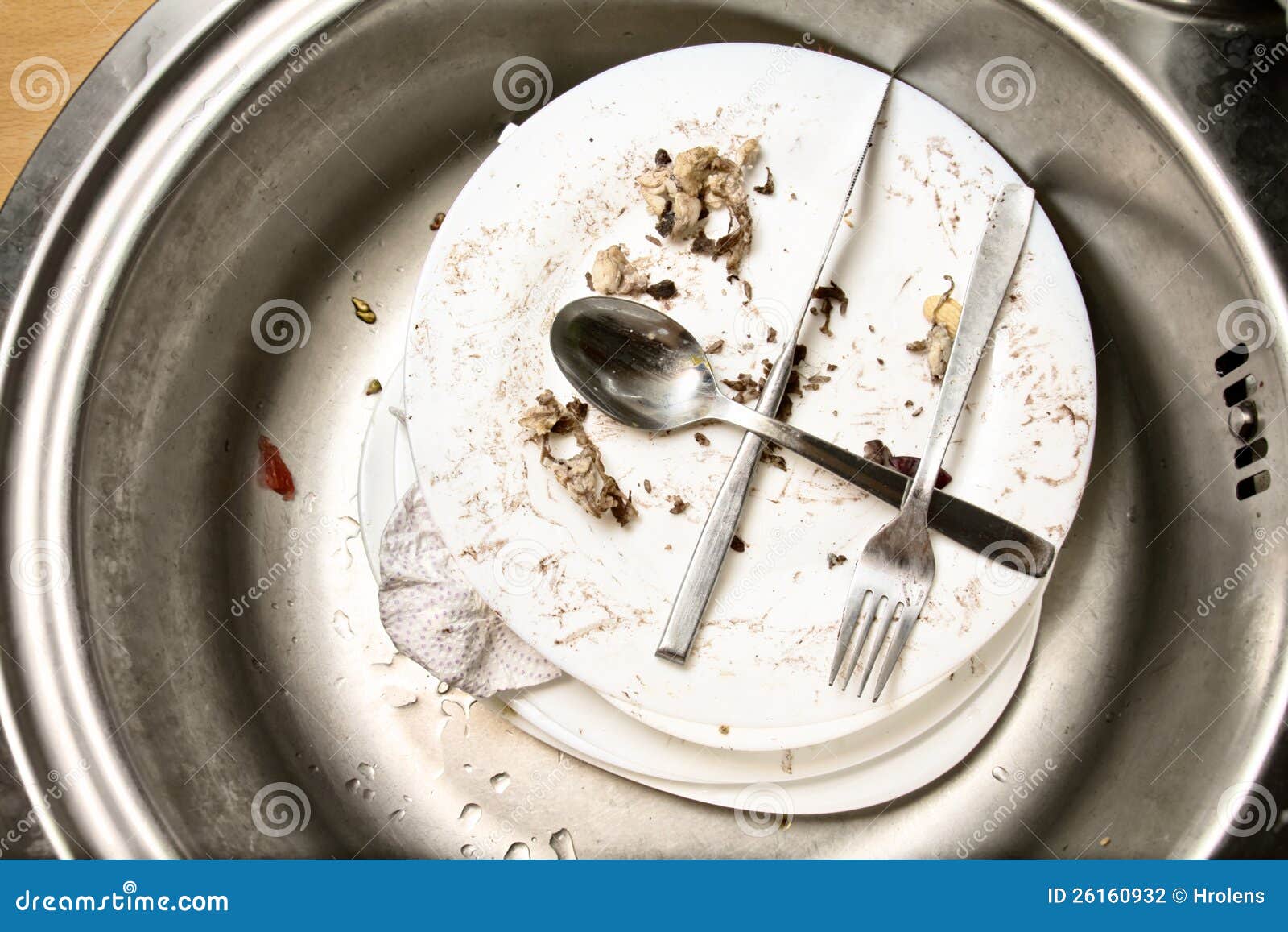 Leftovers in a sink stock photo. Image of dishware, fork - 26160932