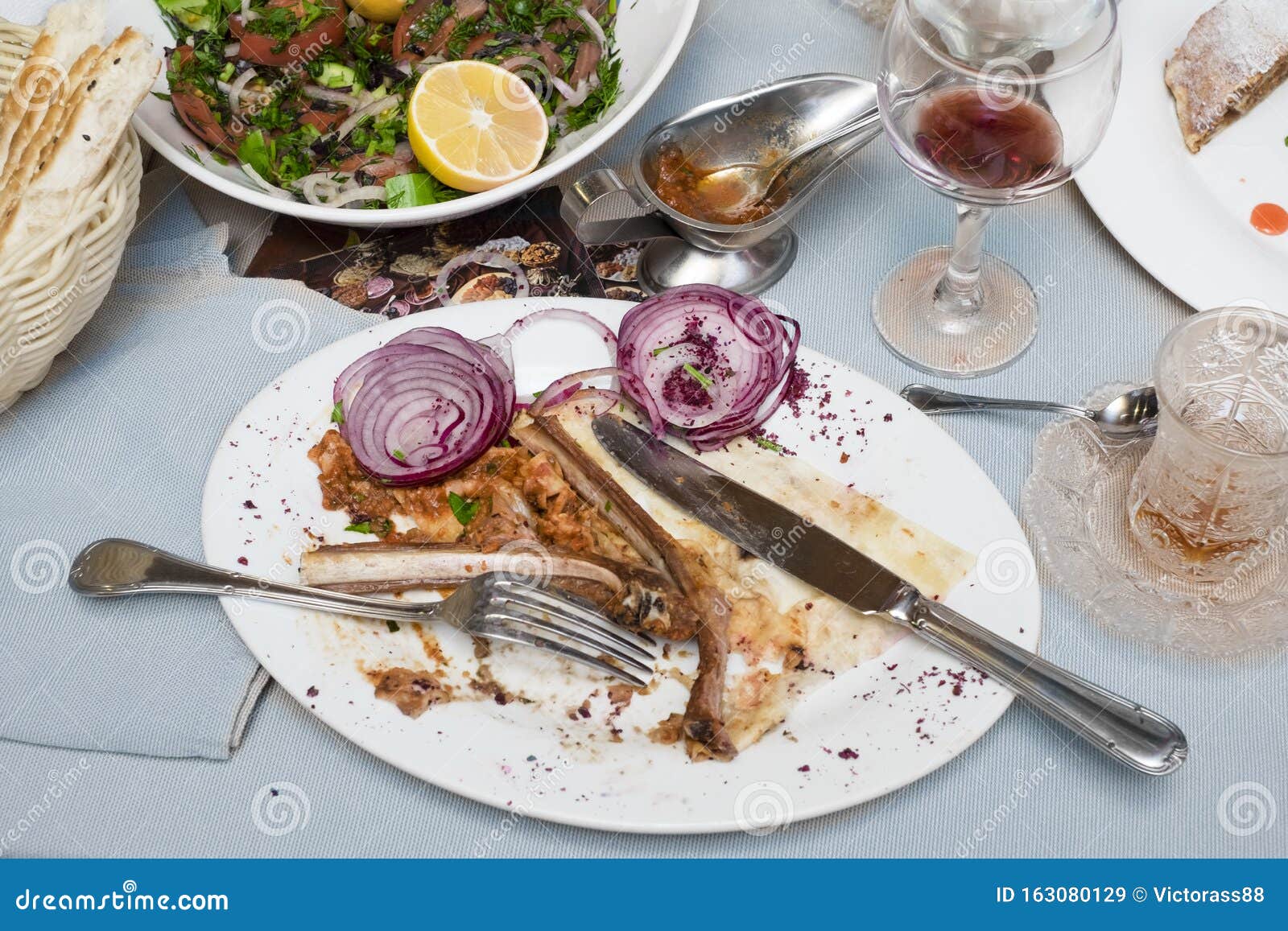 Leftovers on a table stock image. Image of close, finished - 163080129