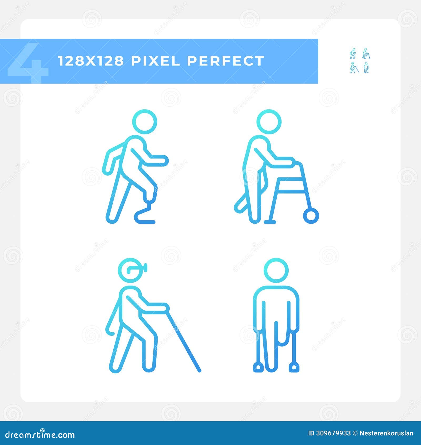 Leg Amputation Gradient Linear Vector Icons Set Stock Vector ...