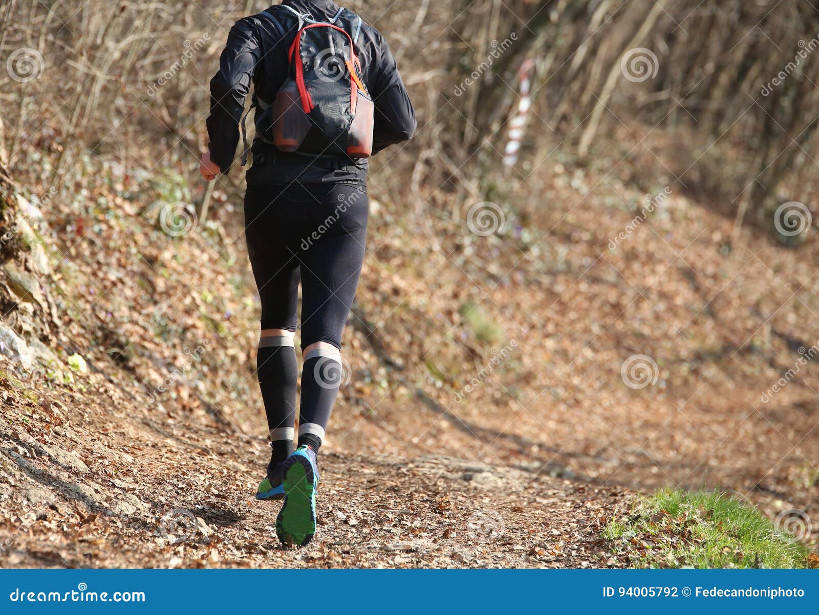 Leg of Athlete Runner from Behind during Racing on the Trail Stock ...