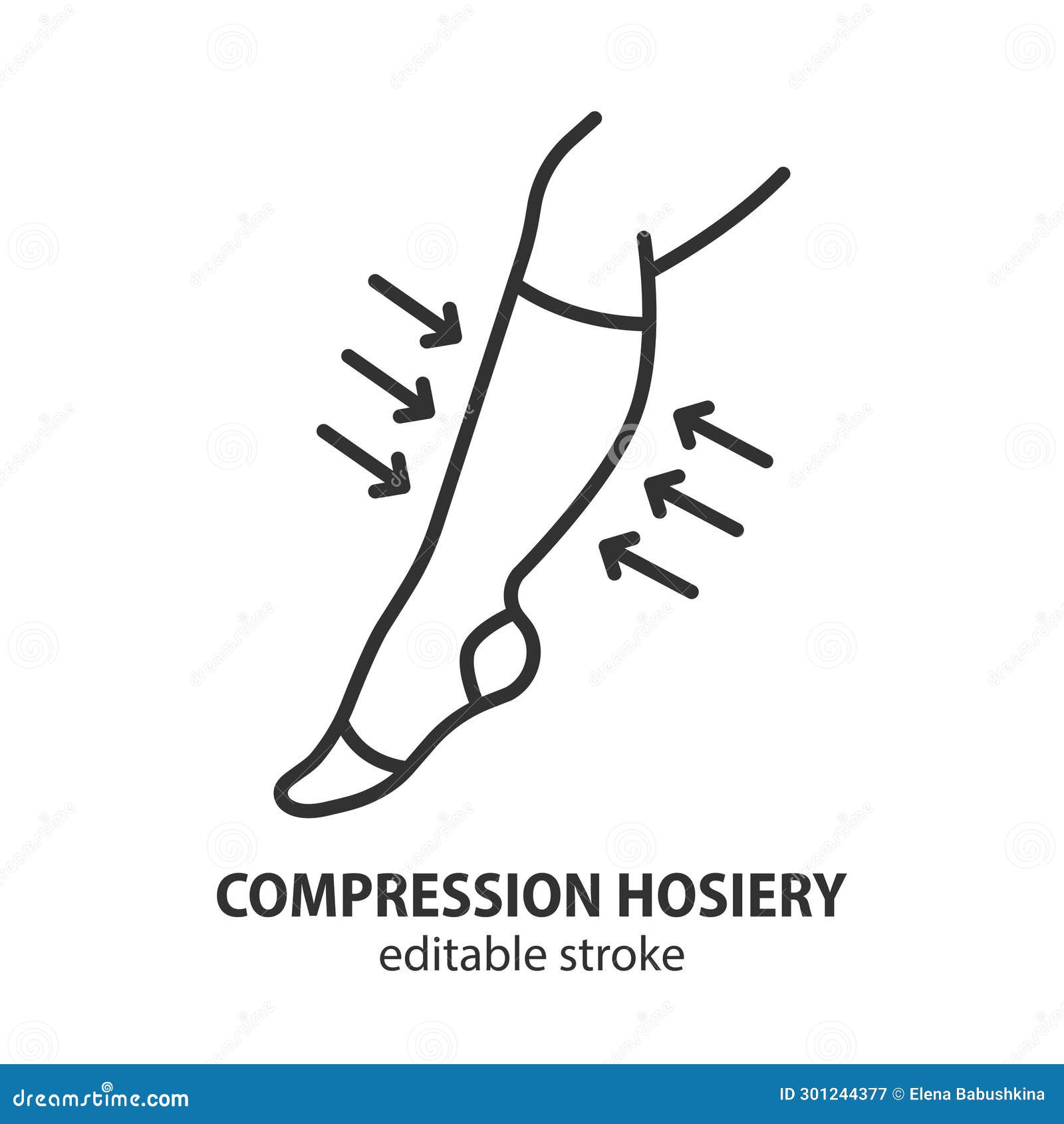 Leg with Compression Stocking Line Icon. Medical Underwear Vector ...