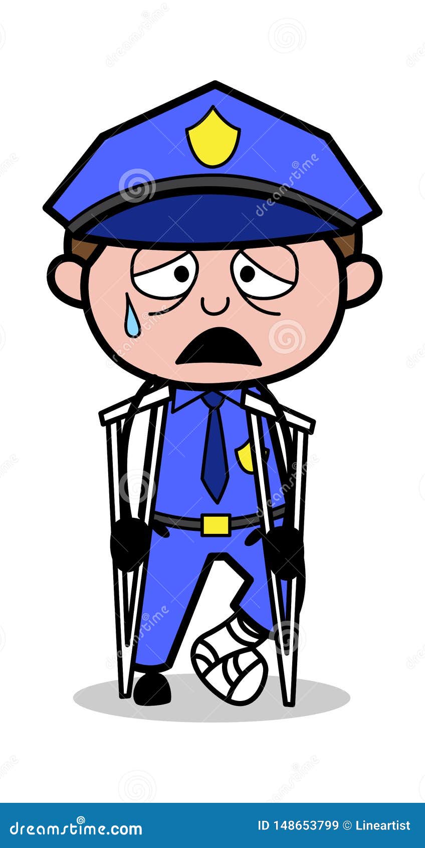 Leg Fracture - Retro Cop Policeman Vector Illustration Stock ...