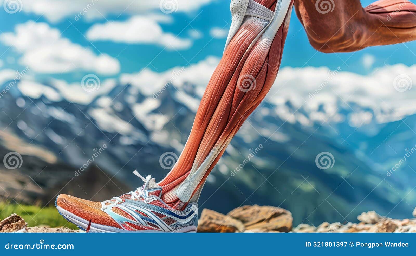 Leg Muscles a Runner Leg on Top of a Mountain Calf and Hamstring ...