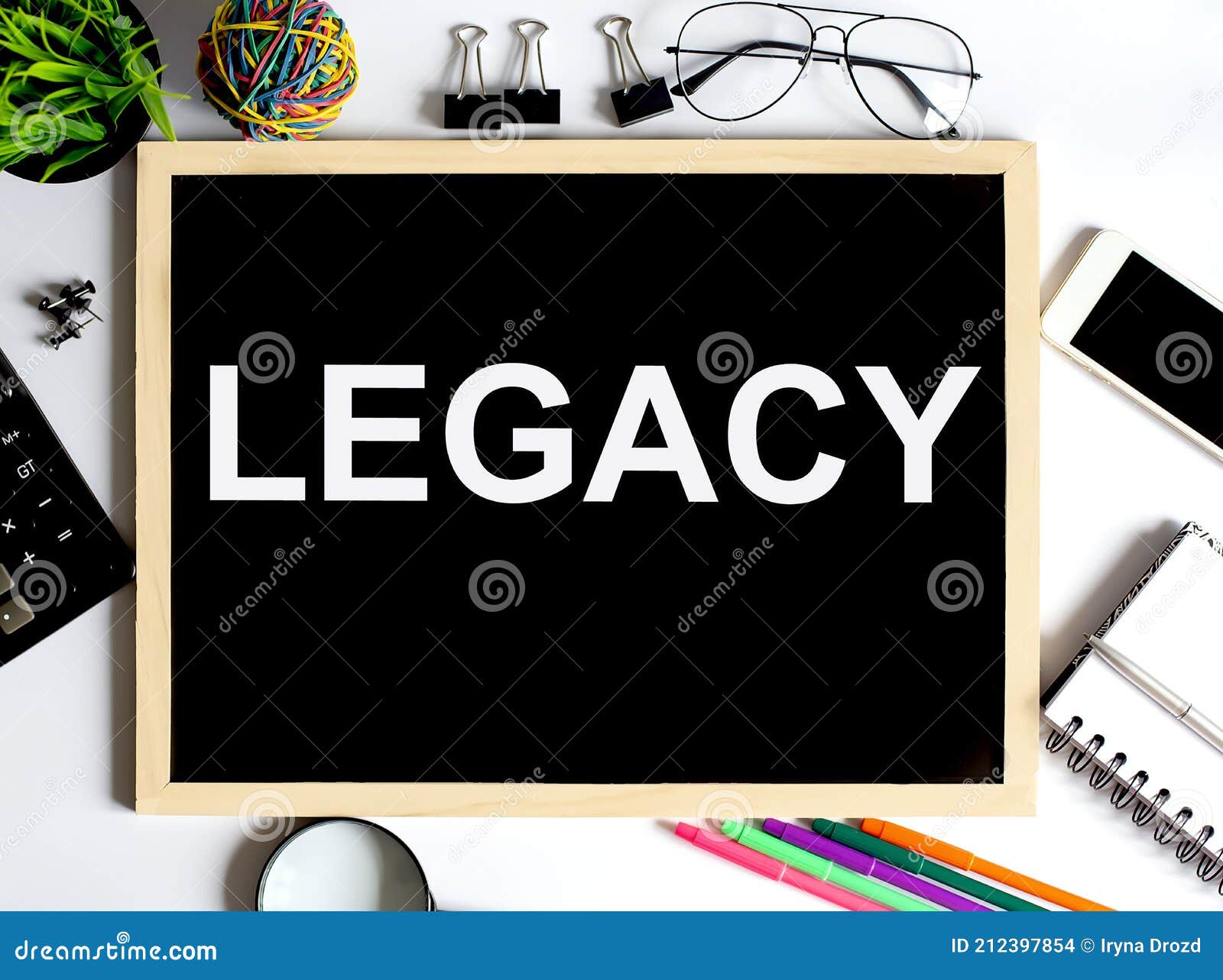 LEGACY Concept on the Drawing Board with Office Tools Stock Photo ...